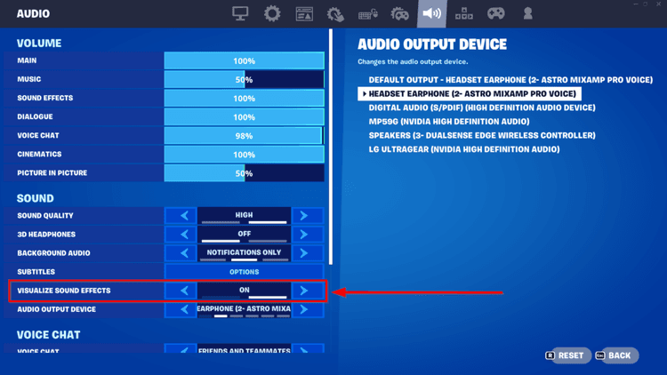 How to turn on visual sound effects in Fortnite | Esports.gg