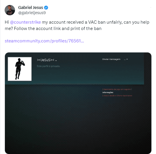 Arsenal player Gabriel Jesus gets Steam ban | Esports.gg
