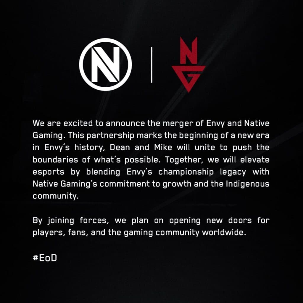 Envy announces official merge with Native Gaming days after announcing ...