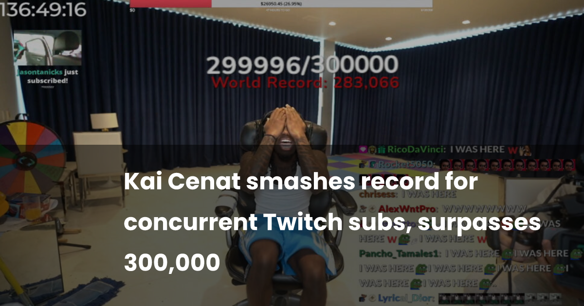 Kai Cenat smashes record for concurrent Twitch subs, surpasses 300,000 | esports.gg